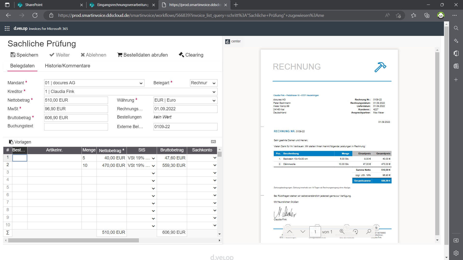 Digitaler Sharepoint Rechnungsworkflow | d.velop AG